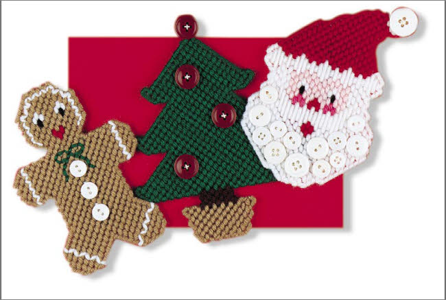 "Christmas Button Magnets" | Plastic Canvas Pattern
