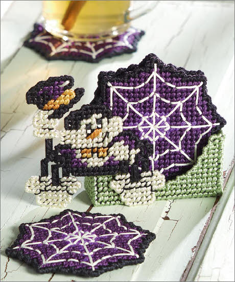 "Spooky Spider Coaster Set" | Plastic Canvas Pattern