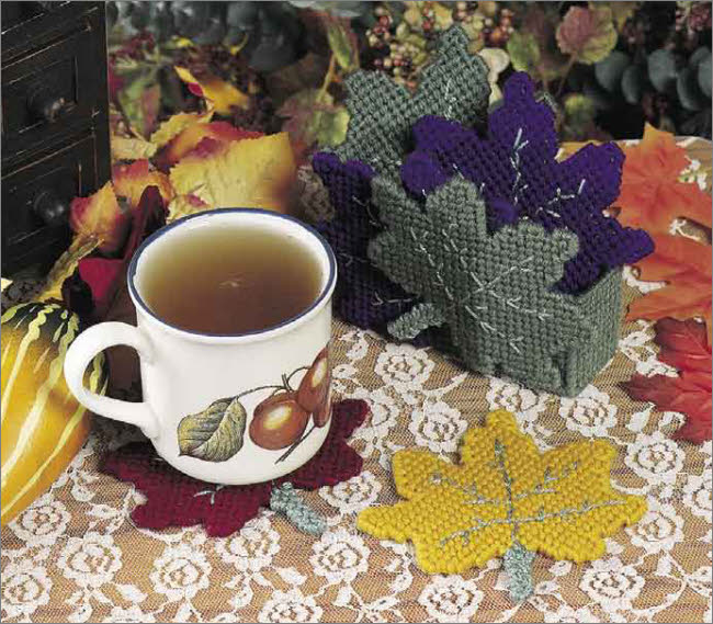 "Maple Leaf Coasters" | Plastic Canvas Pattern