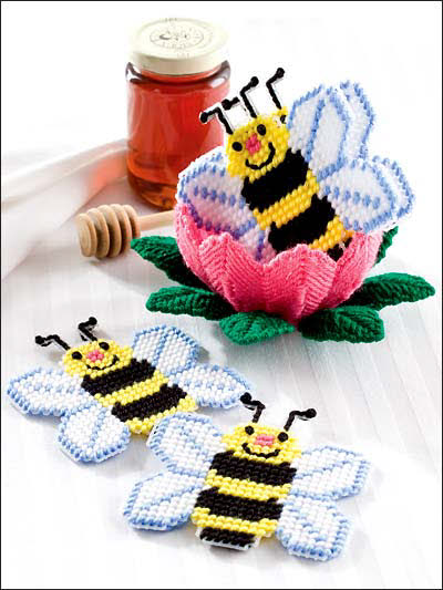"Honey Bee Coaster Set" | Plastic Canvas Pattern