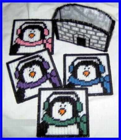 "Penguin Coaster Set" | Plastic Canvas Pattern