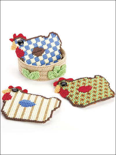 "Rooster Coasters & Nest" | Plastic Canvas Pattern