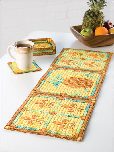 "Pineapple Table Runner and Coaster Set"