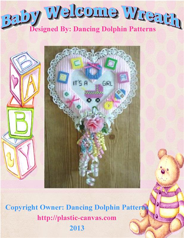 "Baby Welcome Wreath" | Plastic Canvas Pattern