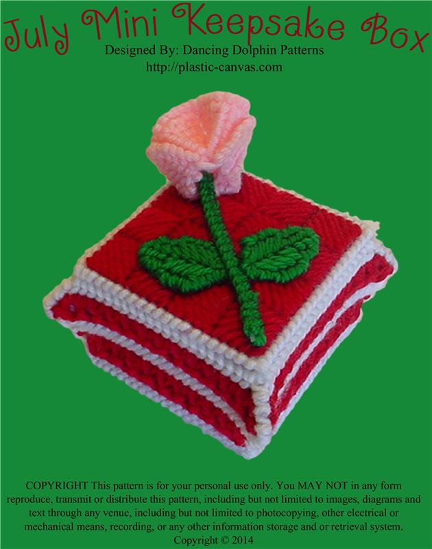 "July Mini Keepsake Box" | Plastic Canvas Pattern
