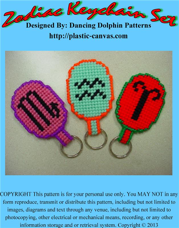 "Zodiac Keychain Set" | Plastic Canvas Pattern
