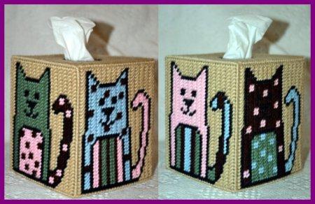 "Patchwork Cats Tissue Box Cover"