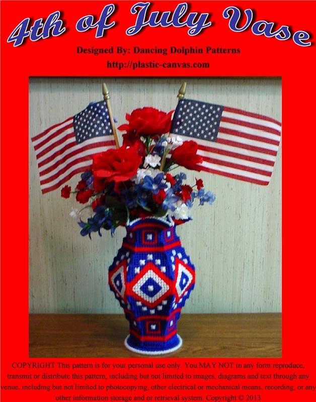 "4th of July Vase" | Plastic Canvas Pattern