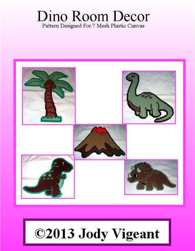 "Dinosaurs Room Decor Set" | Plastic Canvas Pattern