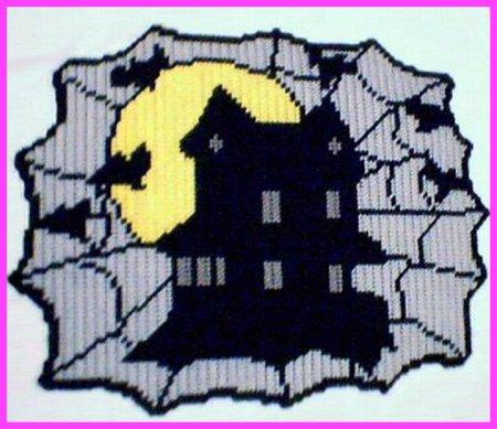 "Haunted House Spiderweb" | Plastic Canvas Pattern