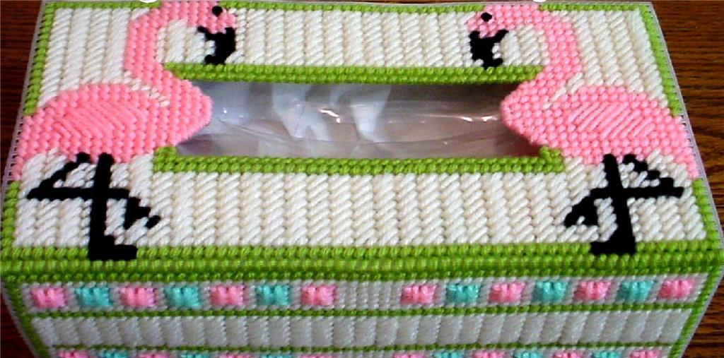 "Flamingos in Plastic Canvas"
