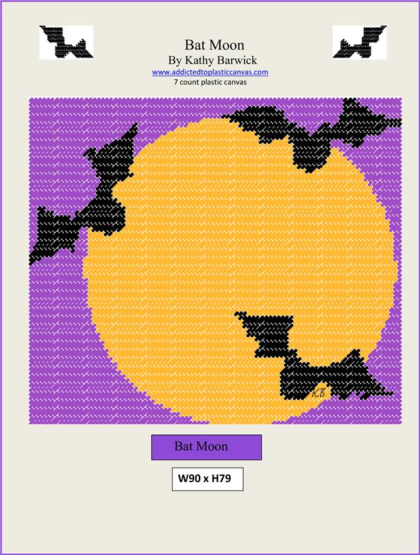 "Plastic Canvas Bat Moon Wall Hanging"