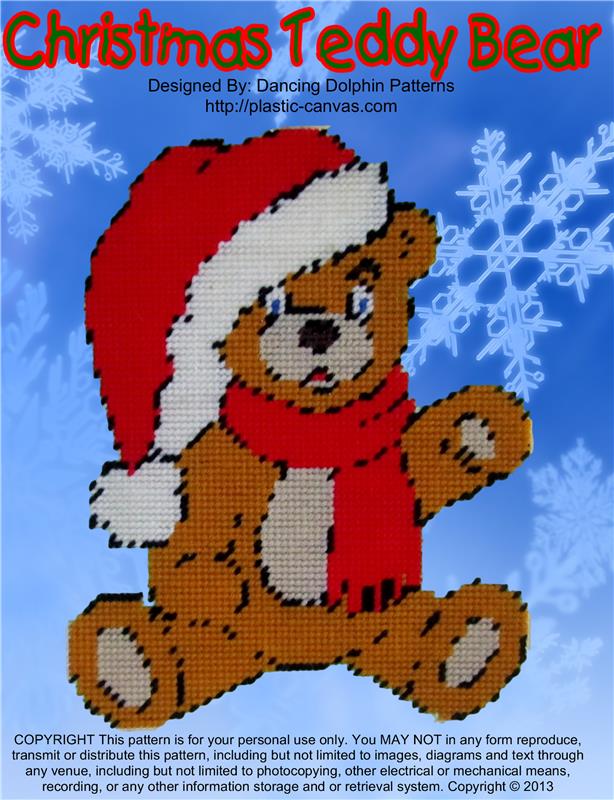 "Christmas Teddy Bear" | Plastic Canvas Pattern