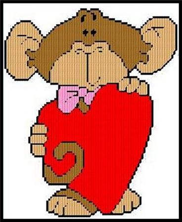 "Valentine Monkey" | Plastic Canvas Pattern