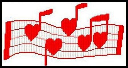 "Valentine Musical Notes" | Plastic Canvas Pattern