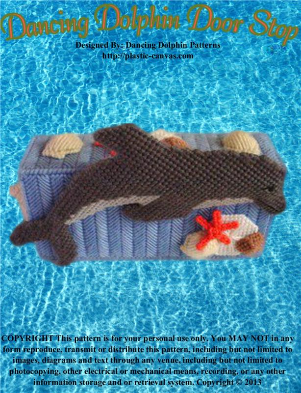 "Dancing Dolphin Door Stop" | Plastic Canvas Pattern