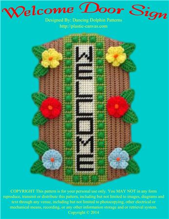 "Welcome Door Sign" | Plastic Canvas Pattern