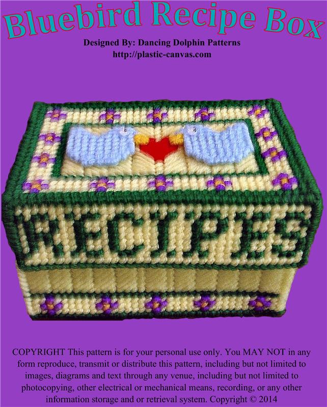 "Bluebird Recipe Box" | Plastic Canvas Pattern