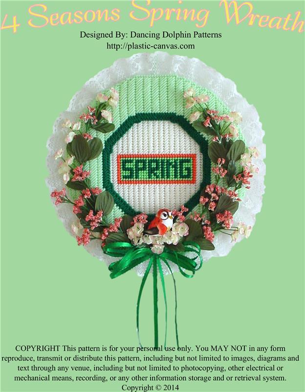 "4 Seasons Spring Wreath" | Plastic Canvas Pattern