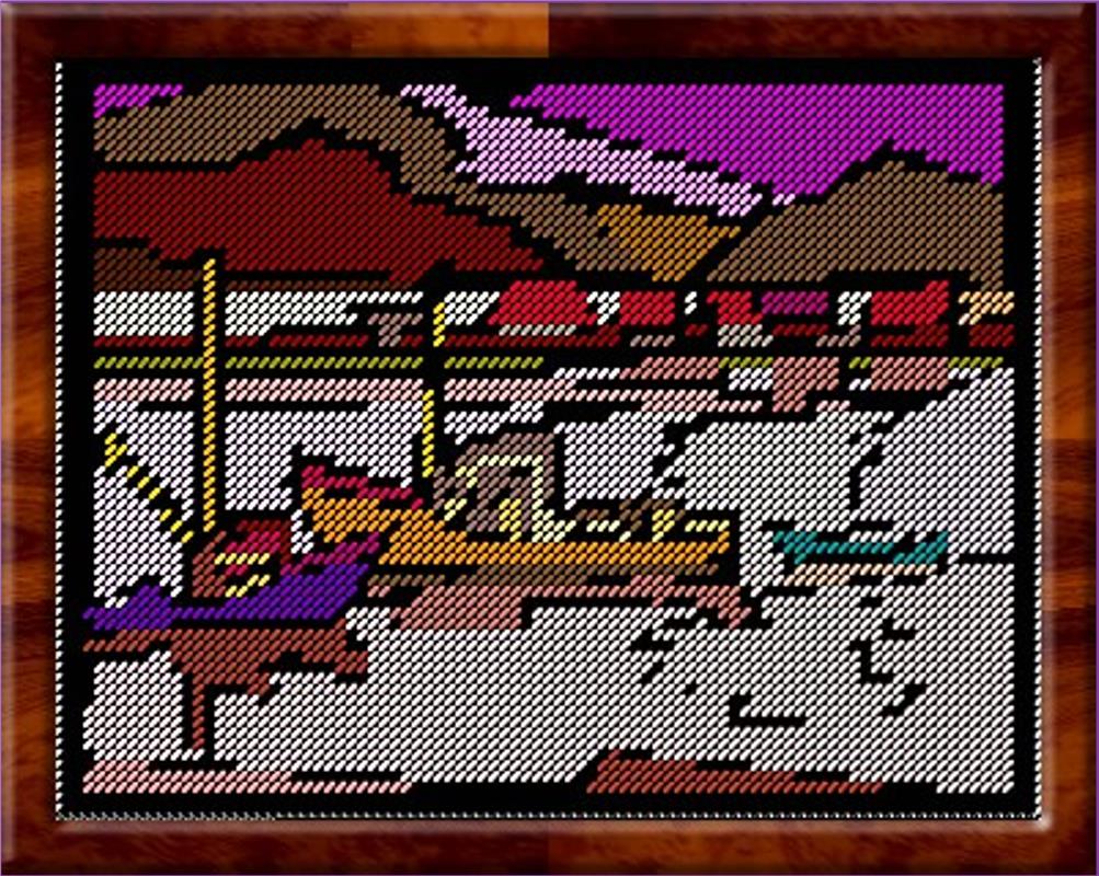 "Landscape with Boats" | Plastic Canvas Pattern