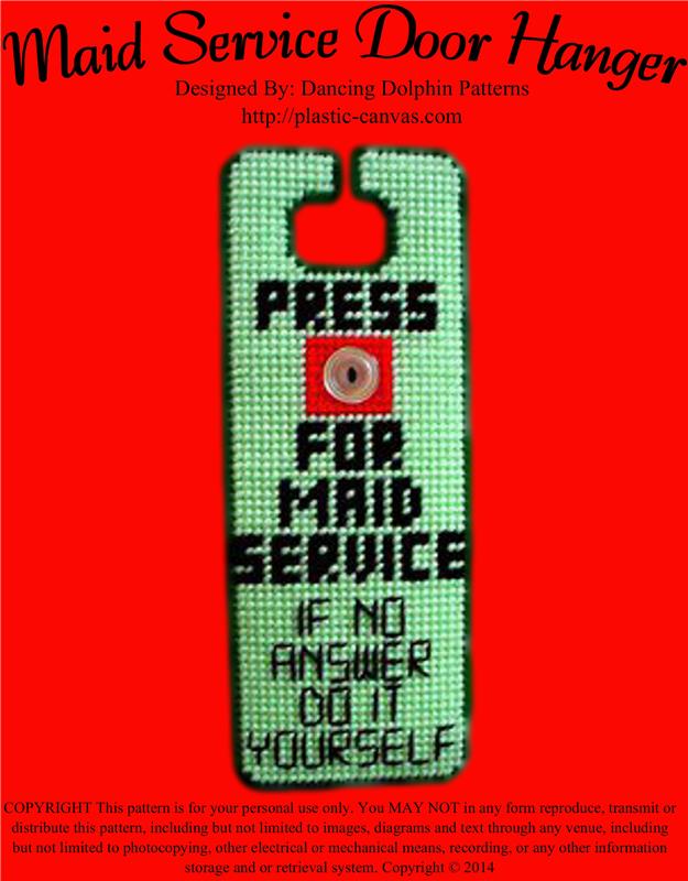 "Maid Service Door Hanger" | Plastic Canvas Pattern