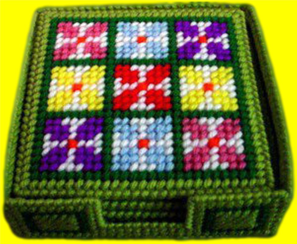 "Flower Garden Coaster Set" | Plastic Canvas Pattern