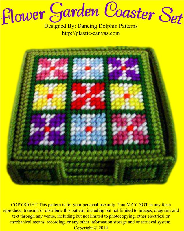 "Flower Garden Coaster Set" | Plastic Canvas Pattern