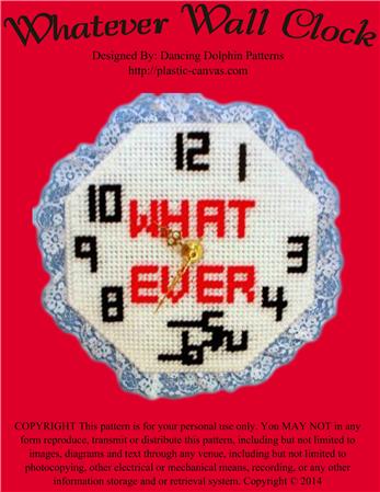 "Whatever Wall Clock" | Plastic Canvas Pattern