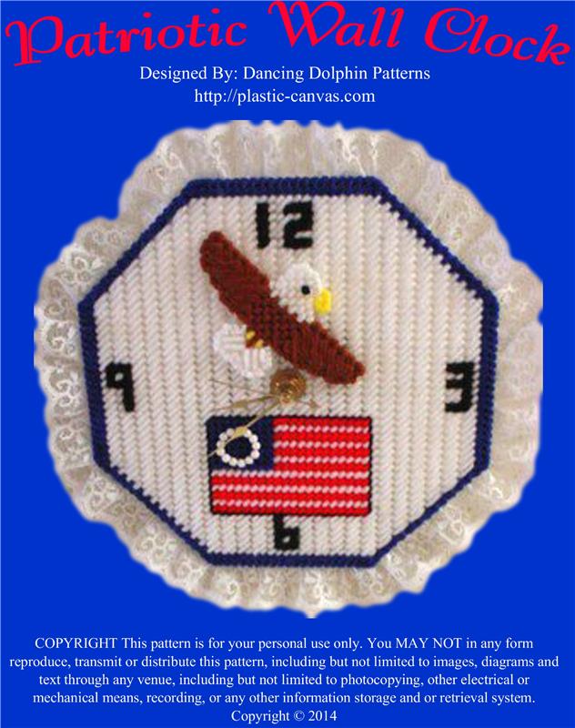 "Patriotic Wall Clock" | Plastic Canvas Pattern