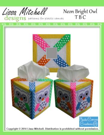 "Neon Bright Owl Tissue Box Cover"