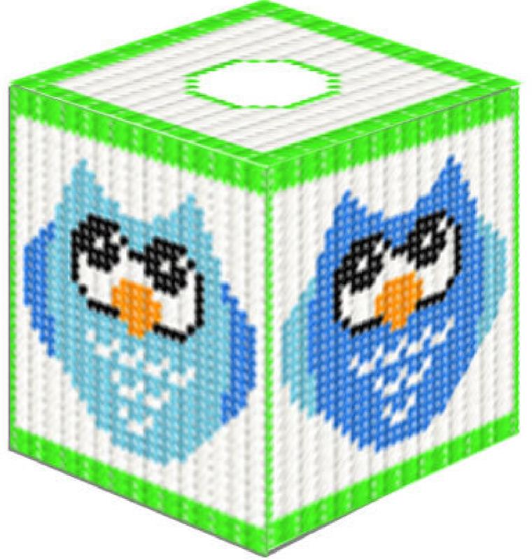 "Baby Boy Owl Tissue Box Cover"