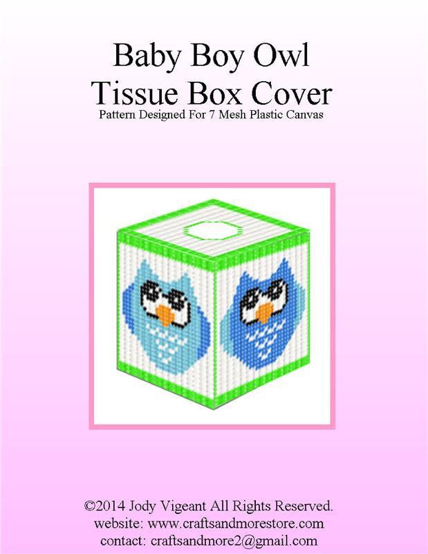 "Baby Boy Owl Tissue Box Cover"