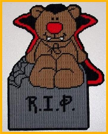 "RIP Vampire Teddy" | Plastic Canvas Pattern