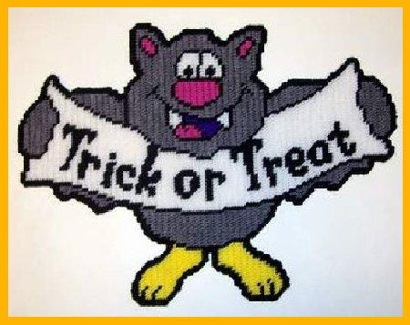 "Trick Or Treat Bat" | Plastic Canvas Pattern