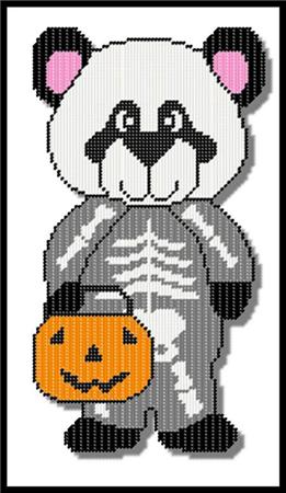 "Halloween Panda Skeleton" | Plastic Canvas Pattern