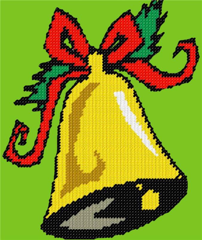 "Golden Christmas Bell" | Plastic Canvas Pattern