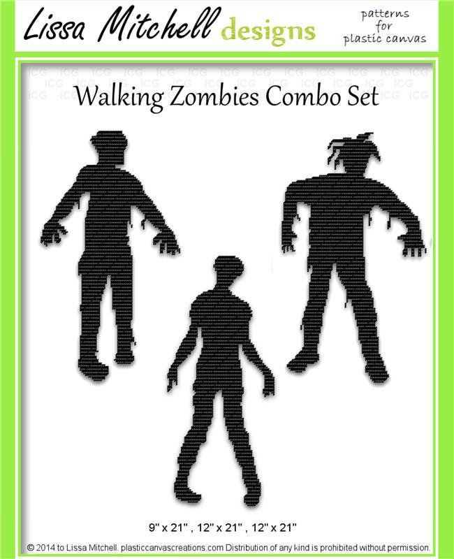 "Walking Zombie Combo Set" | Plastic Canvas Pattern
