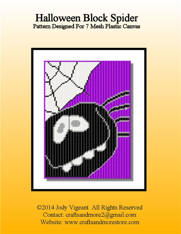 "Halloween Block Spider" | Plastic Canvas Pattern