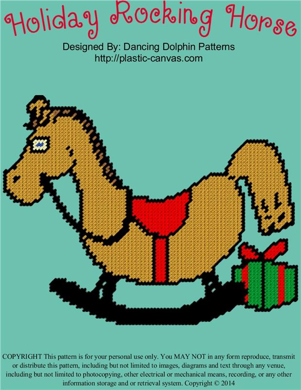 "Holiday Rocking Horse" | Plastic Canvas Pattern
