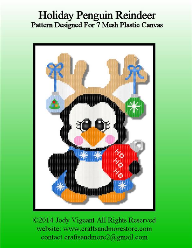 "Holiday Penguin Reindeer" | Plastic Canvas Pattern