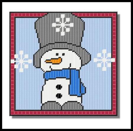 "Snowman Fun Square 4" | Plastic Canvas Pattern