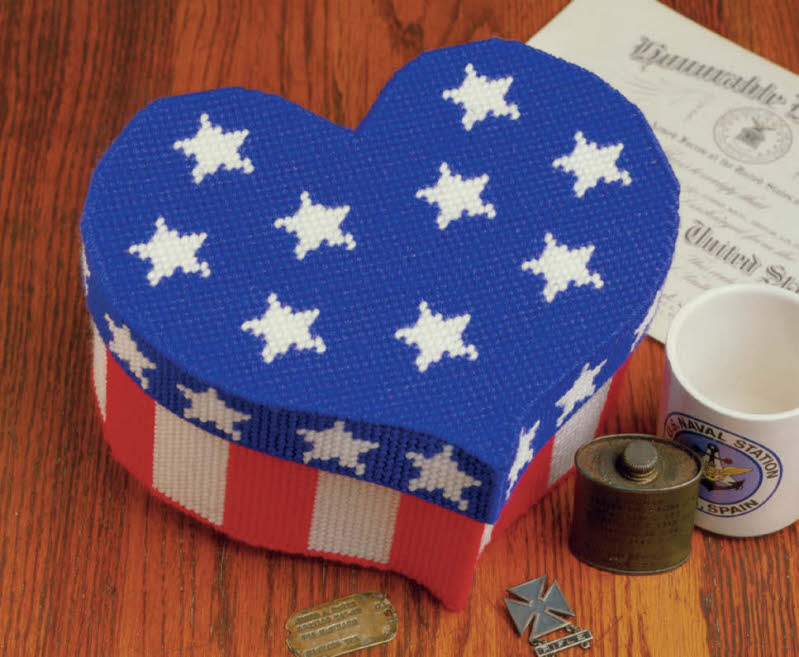 Patriotic Heart Bandbox | Plastic Canvas Pattern