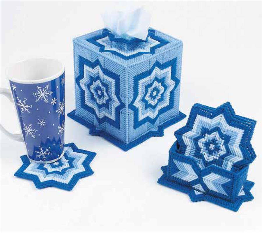 Snowflake Tissue & Coaster Set | Plastic Canvas Pattern