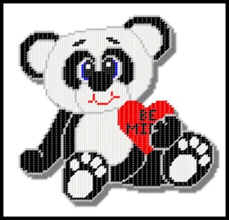 "Be Mine Panda" | Plastic Canvas Pattern