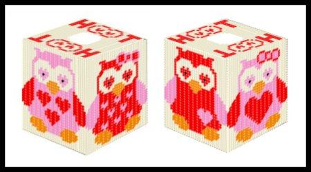 "Valentine Owls Tissue Box Cover"