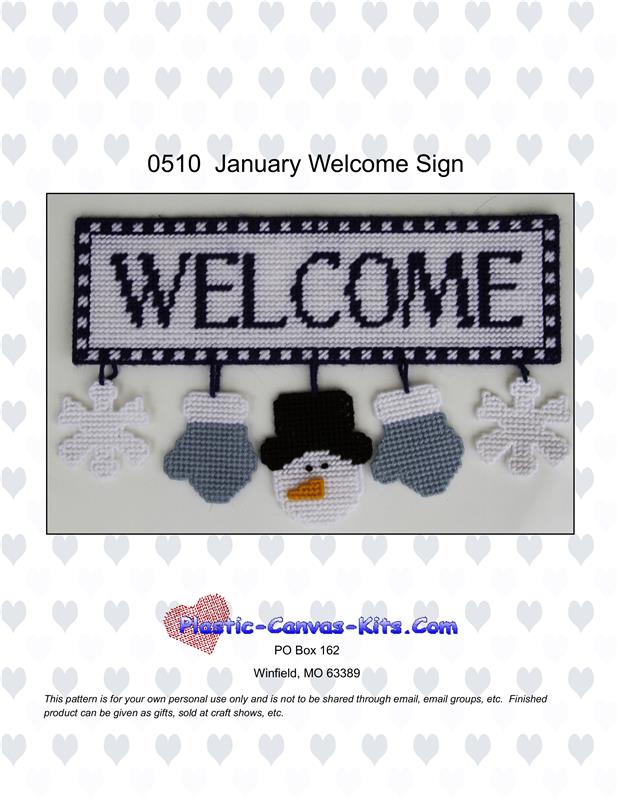 "January Welcome Sign" | Plastic Canvas Pattern