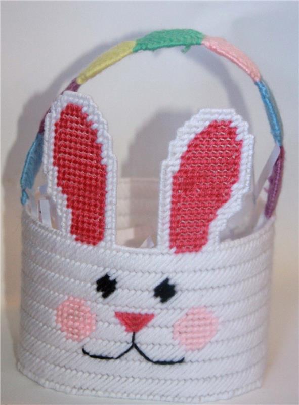 "White Easter Bunny Basket" | Plastic Canvas Pattern