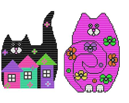 "Colorful Cats" | Plastic Canvas Pattern