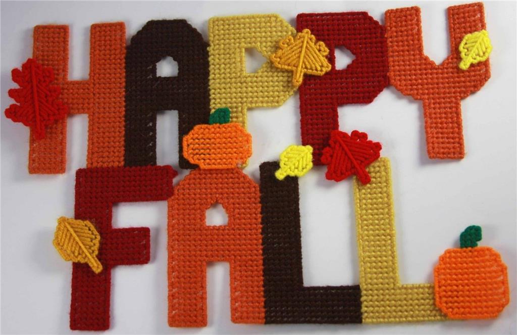 "Happy Fall Wall Hanging" | Plastic Canvas Pattern