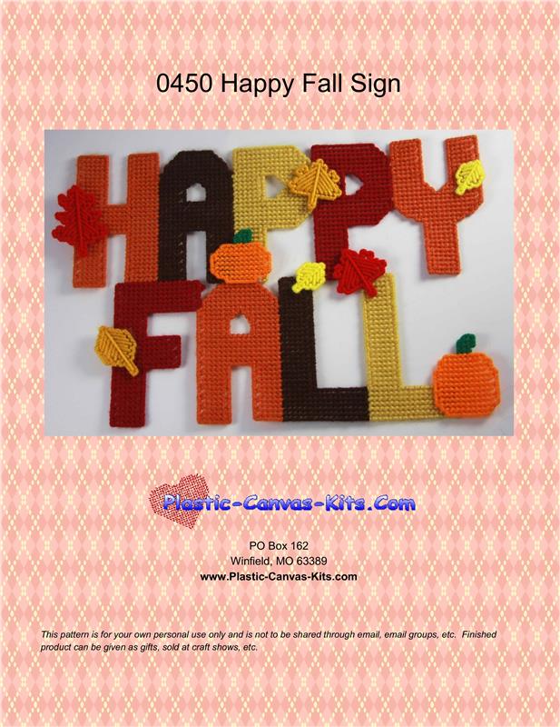 "Happy Fall Wall Hanging" | Plastic Canvas Pattern